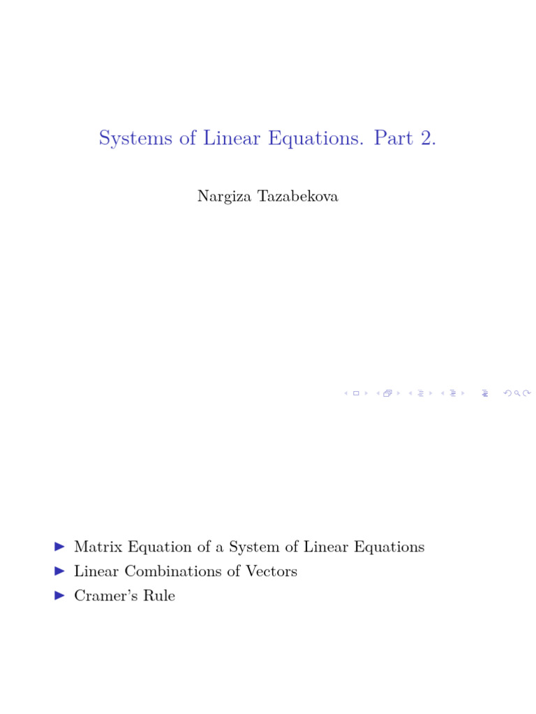 Linear Equations: Advanced Methods | PDF | System Of Linear Equations | Matrix (Mathematics)