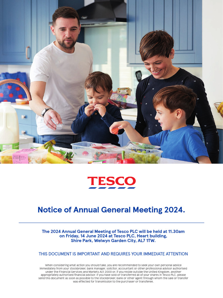 Tesco PLC Notice of Annual General Meeting 2024 | PDF | Share ...