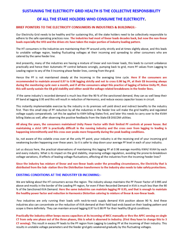 Sustaining The Electricity Grid Health Is The Responsibility of All ...