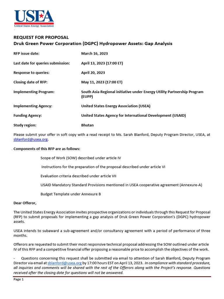 DGPC Hydropower Gap Analysis RFP | PDF | Hydroelectricity | Request For ...