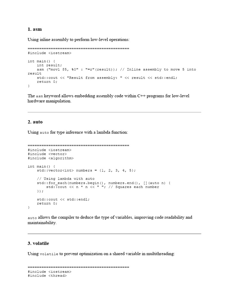 ADV-KEYWORDS WITH SAMPLE CASE USE | PDF | Pointer (Computer Programming ...