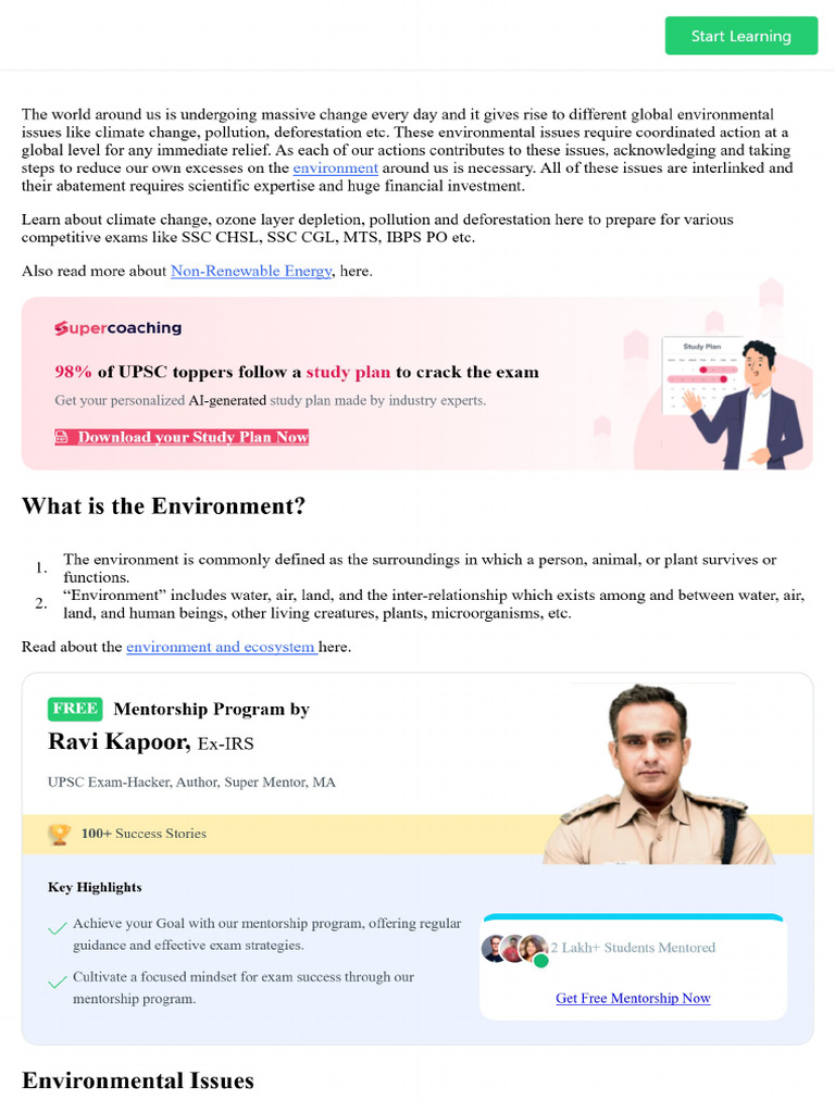 Environmental Issues in India - Global Warming, Deforestation | PDF