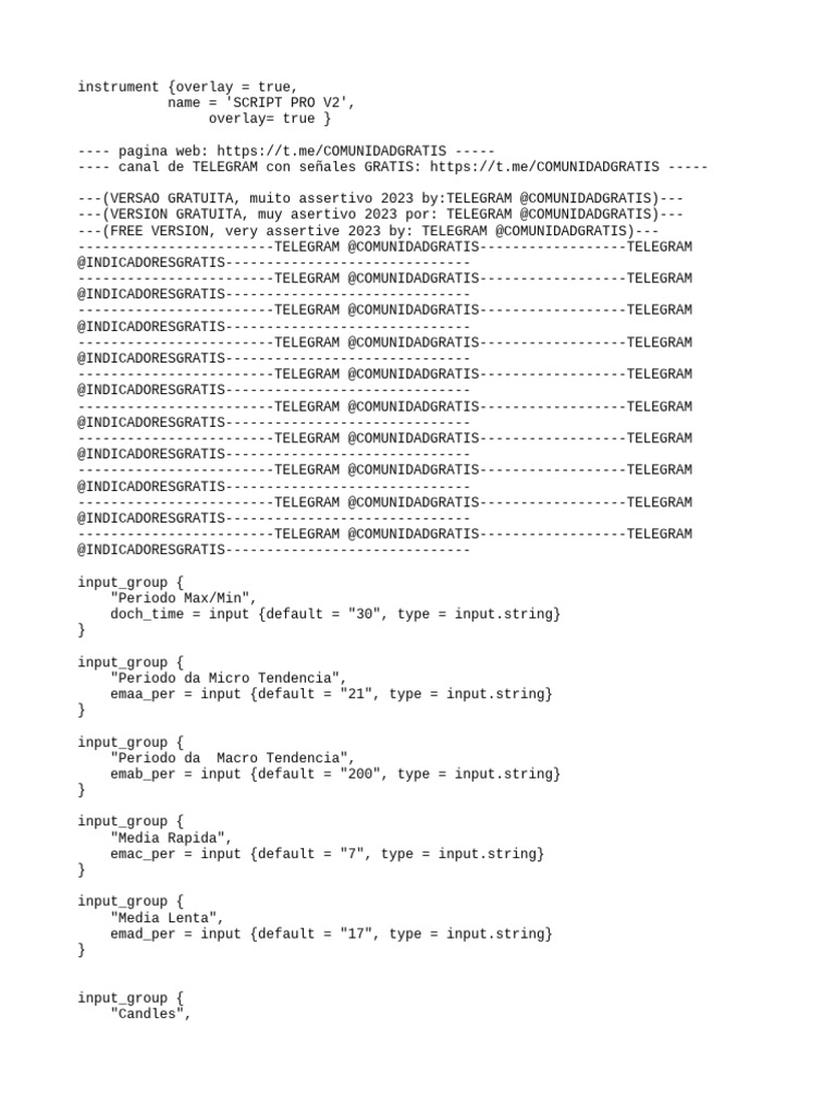 SCRIPT TENDENCIAS PRO TELEGRAM @COMUNIDADGRATIS | PDF | Technical Analysis