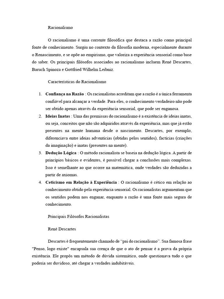 Material Do F9 | PDF | Racionalismo | Empiricismo