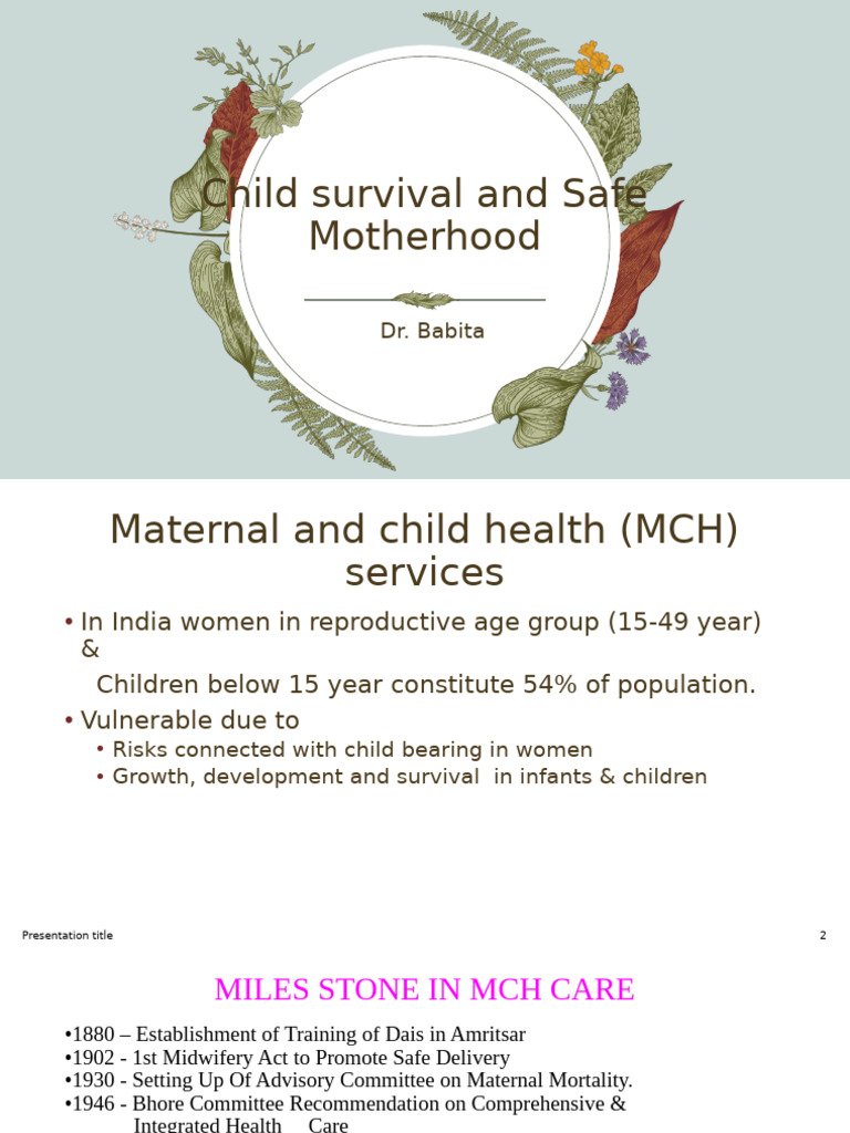 Child Survival and Safe Motherhood Overview | PDF | Child Mortality ...