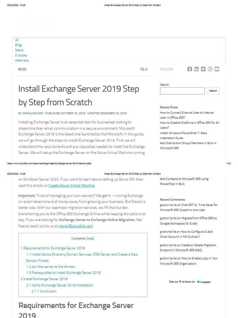 Install Exchange Server 2019 Step by Step From Scratch | PDF | Active Directory | Microsoft ...
