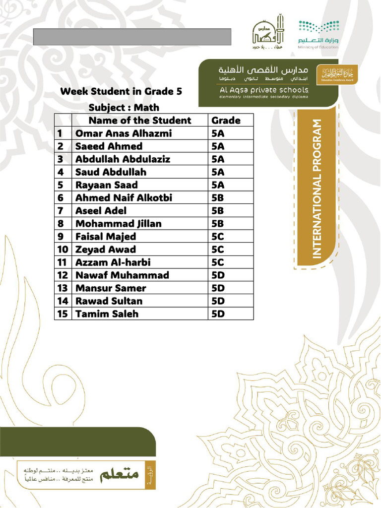 Week Student G5 | PDF