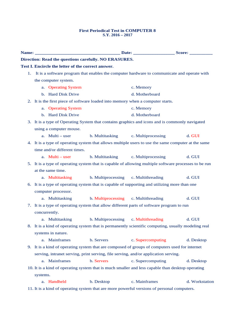Computer 8 First Periodical Test | PDF | Window (Computing) | Operating ...