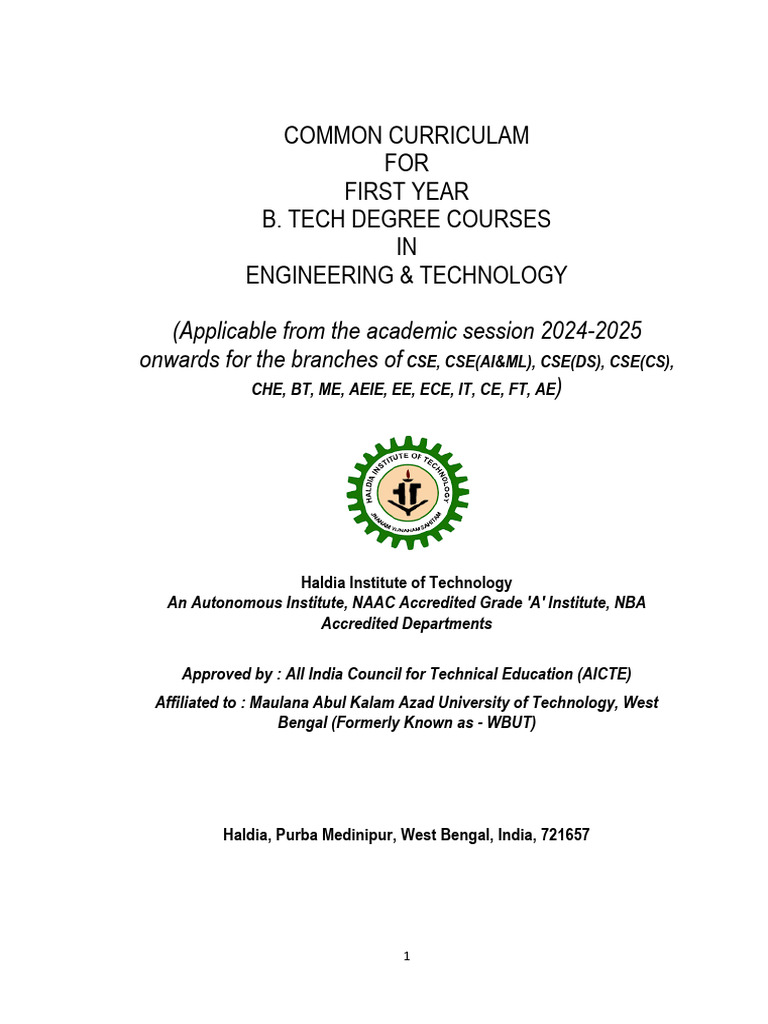 Common Syllabus For 1st Year - 2024-25 | PDF | Integral | Derivative