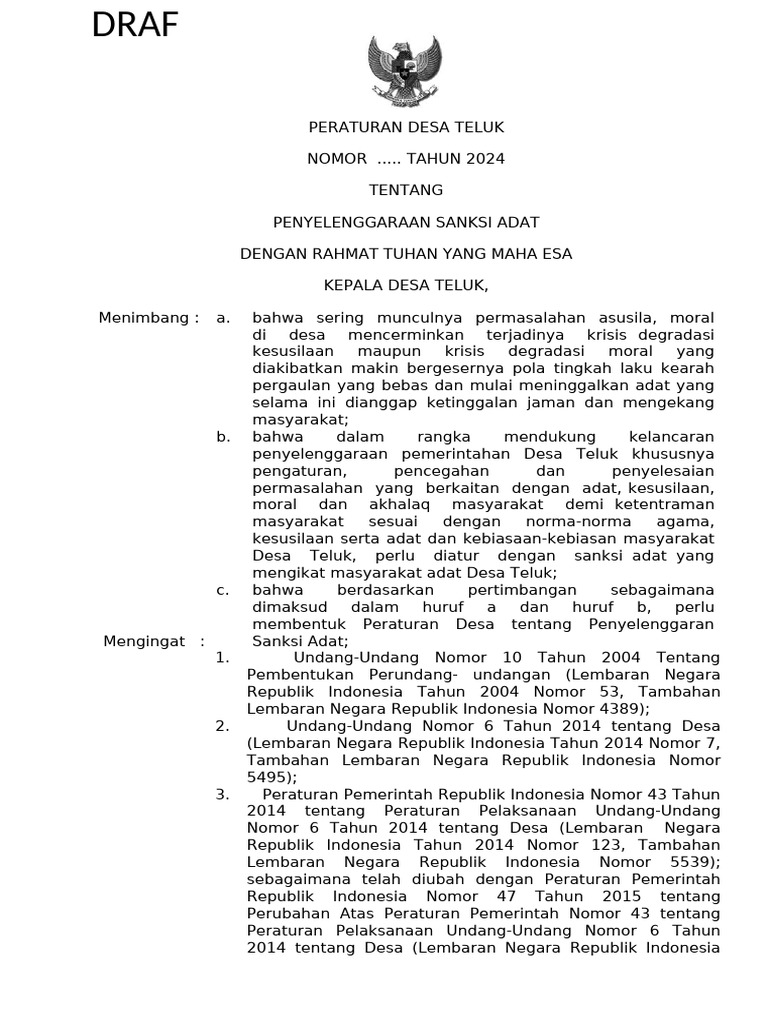 Draf Perdes Adat | PDF