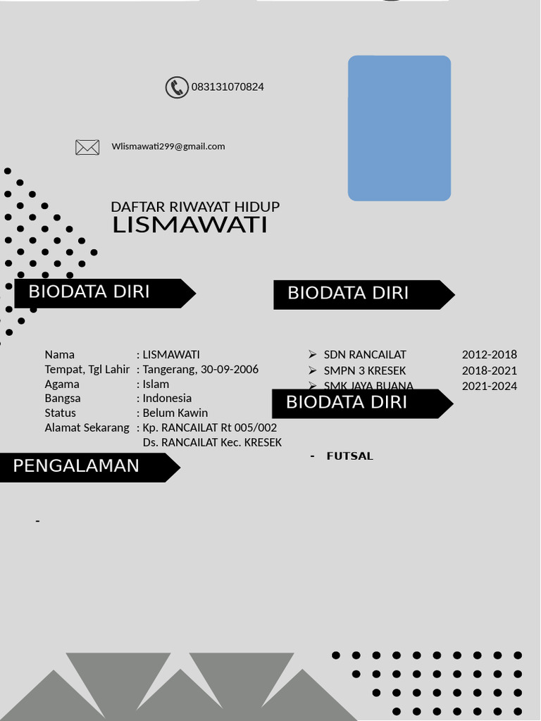 Biodata Lismawati: Futsal dan Pendidikan | PDF | Kesehatan Holistik