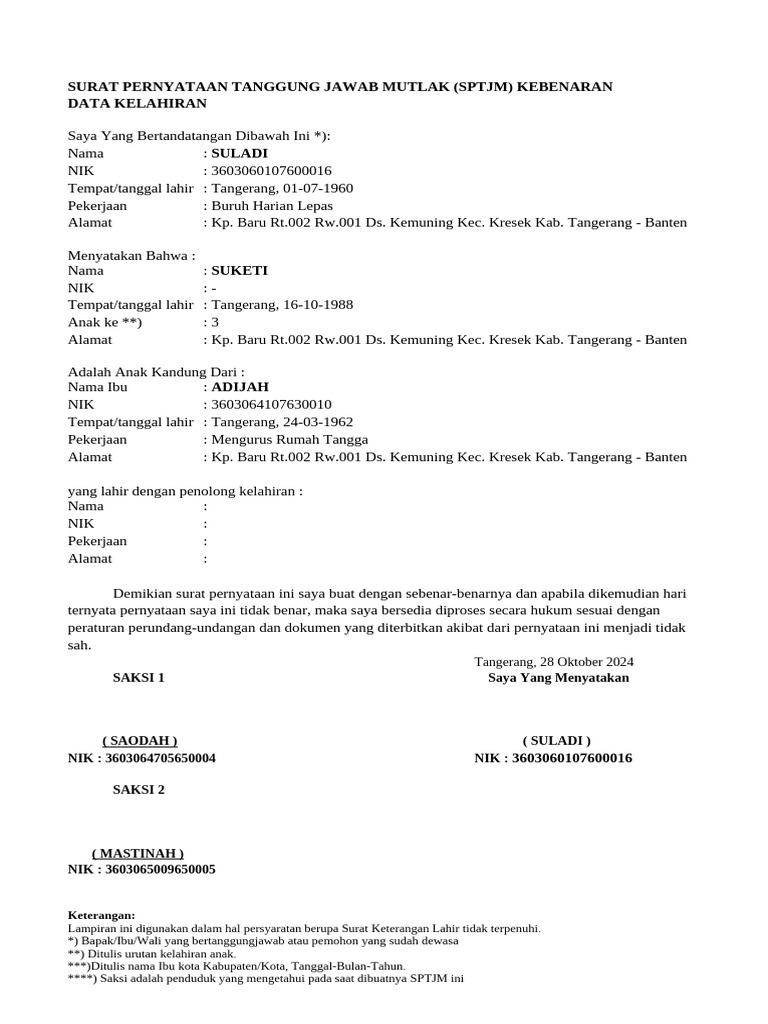 Surat Pernyataan Tanggung Jawab Mutlak | PDF