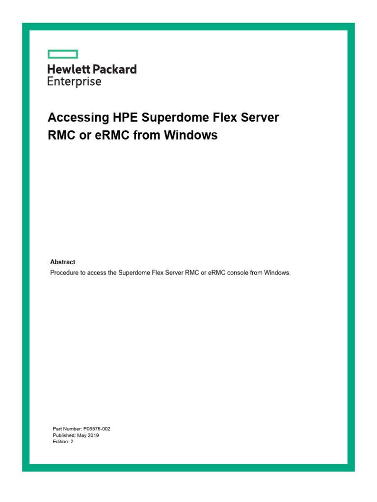 Accessing HPE Superdome Flex Server RMC or eRMC From Windows | PDF | Microsoft Windows | Device ...