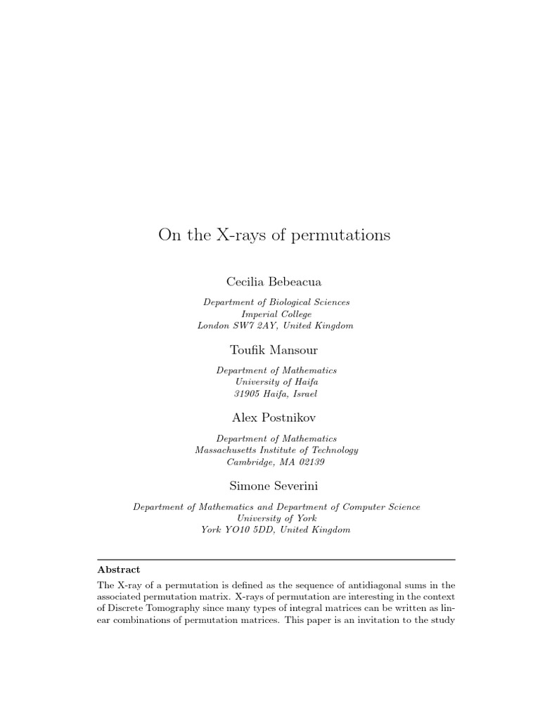 xray | PDF | Permutation | Matrix (Mathematics)