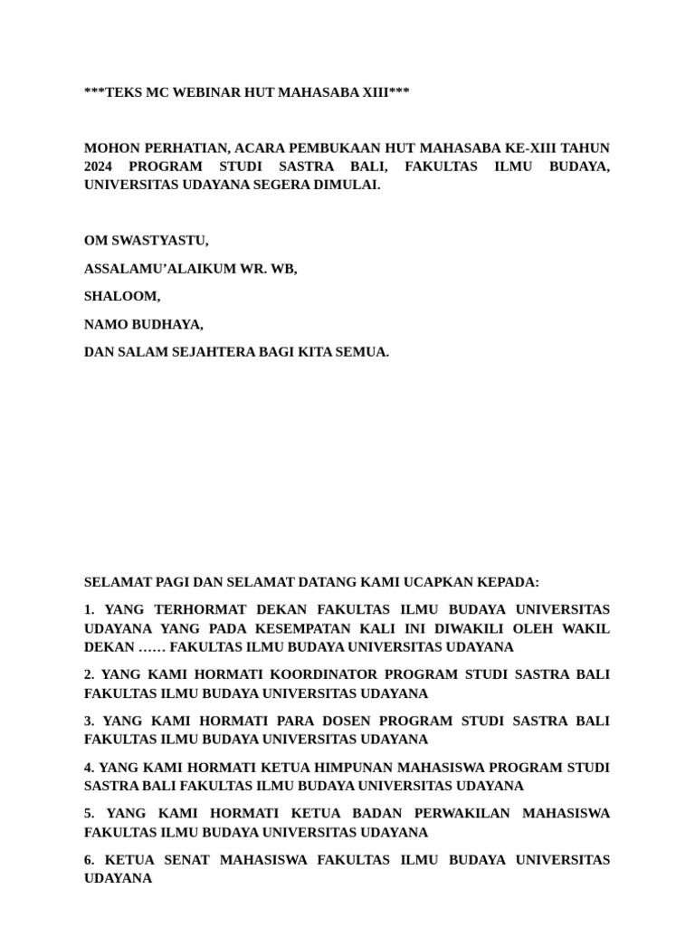 Teks MC Webinar | PDF