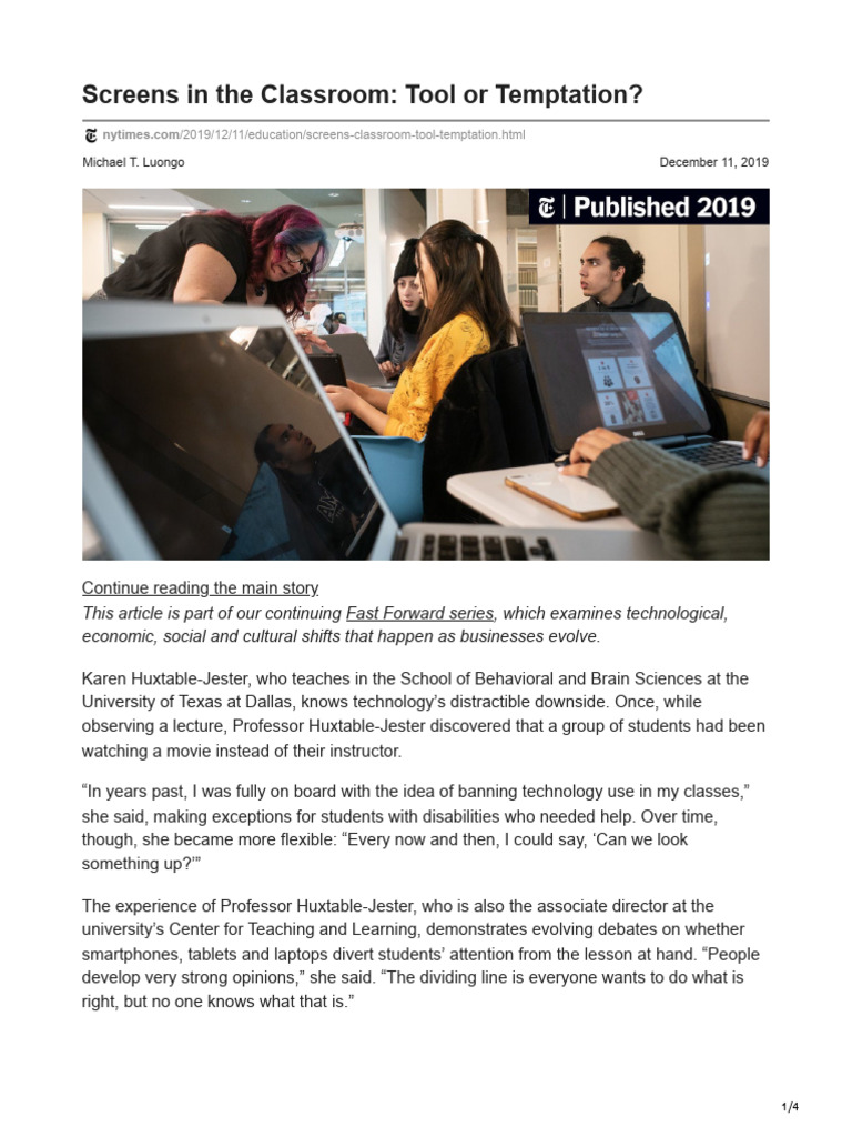 Screens in The Classroom Tool or Temptation | PDF | Autism Spectrum ...