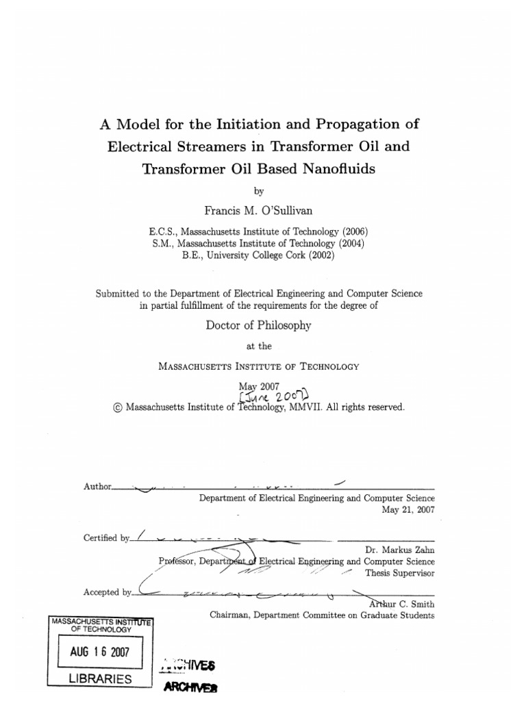 A Model For The Initiation and Propagation of Electrical Streamers in ...