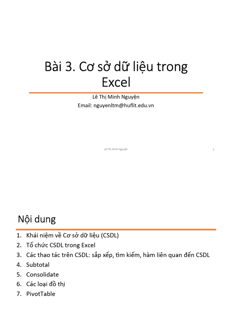 Slide 3 - CSDL Trong Excel | PDF