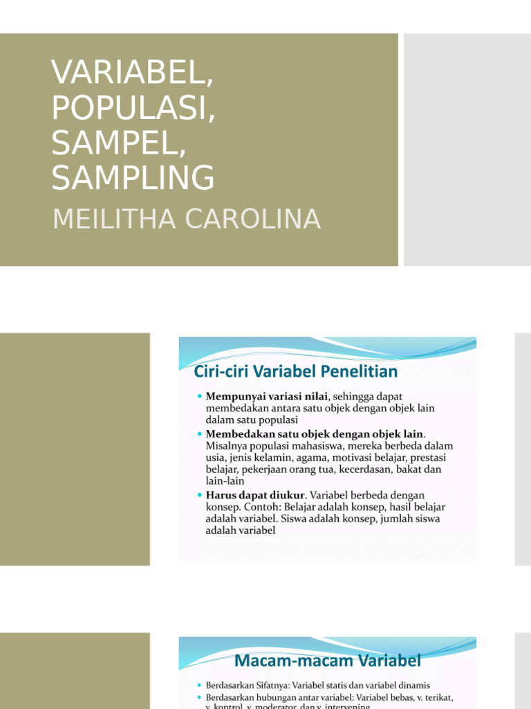 Variabel, Populasi, Sampel, Sampling MC 2024 | PDF