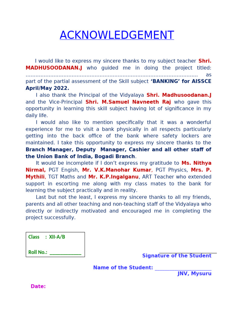 Banking Acknowledgement | PDF