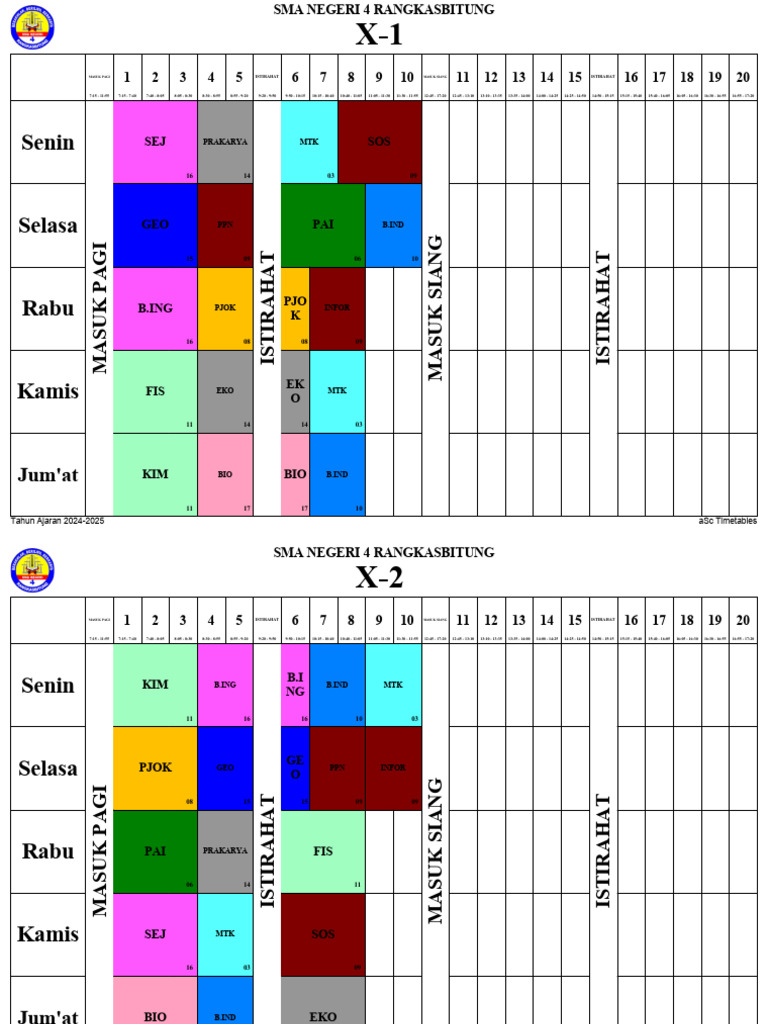 Jadwal Kelas Ok | PDF