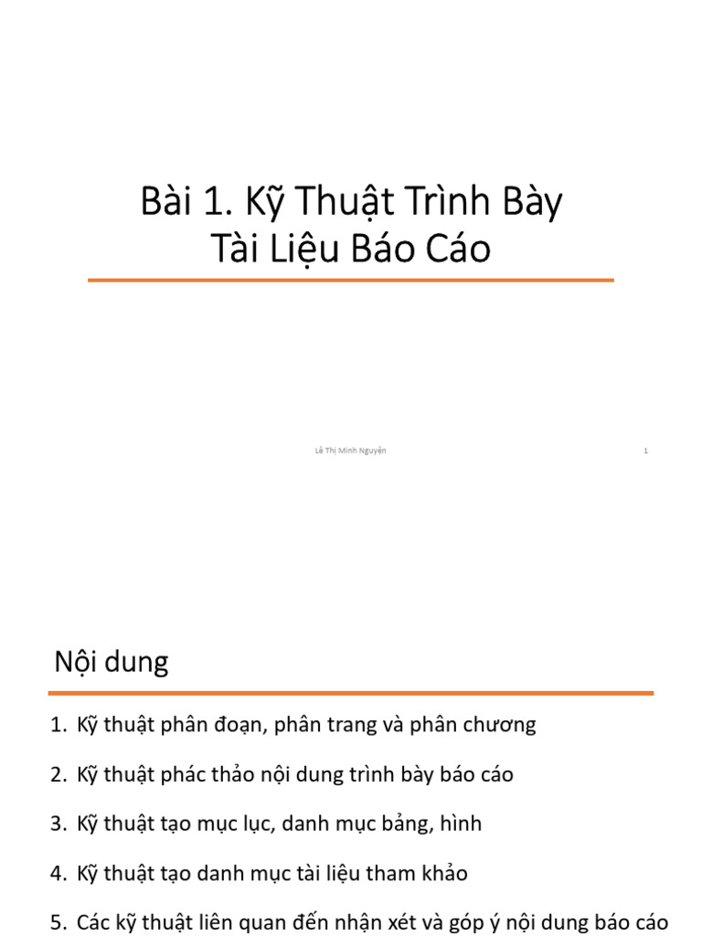 Slide 1 - Ky Thuat Trinh Bay Tai Lieu Bao Cao | PDF