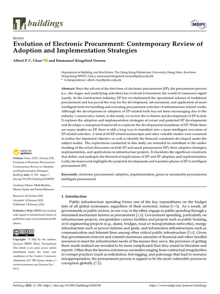 Evolution of Electronic Procurement - Contemporary Review of Adoptions and Implementation ...