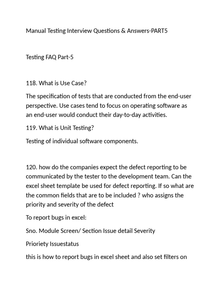Manual Testing Interview Questions And Answers Part5 Pdf Software Bug Computer Science