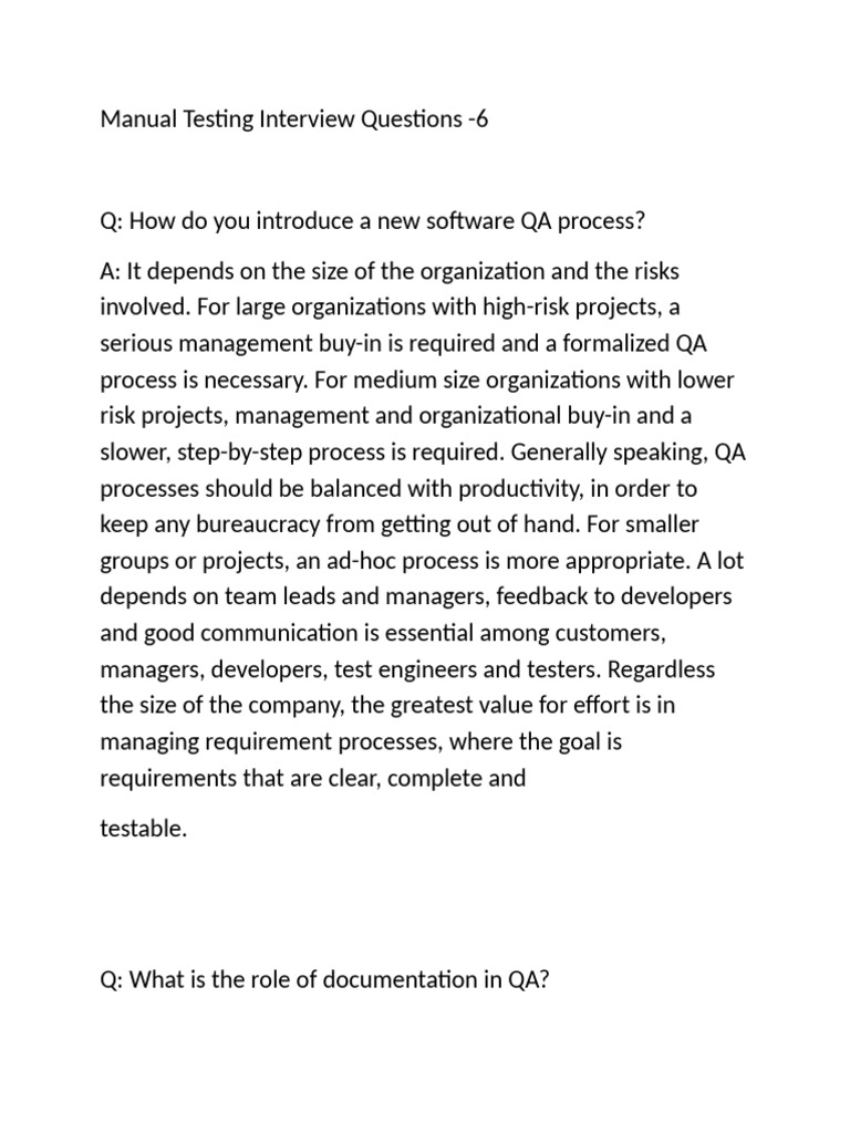 Manual Testing Interview Questions & Answers-PART6 | PDF | Software ...