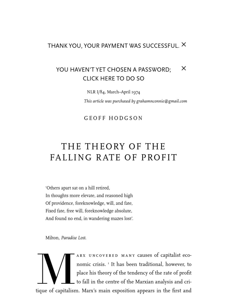 The Theory of The Falling Rate of Profit (Geoff Hodgson) | PDF ...