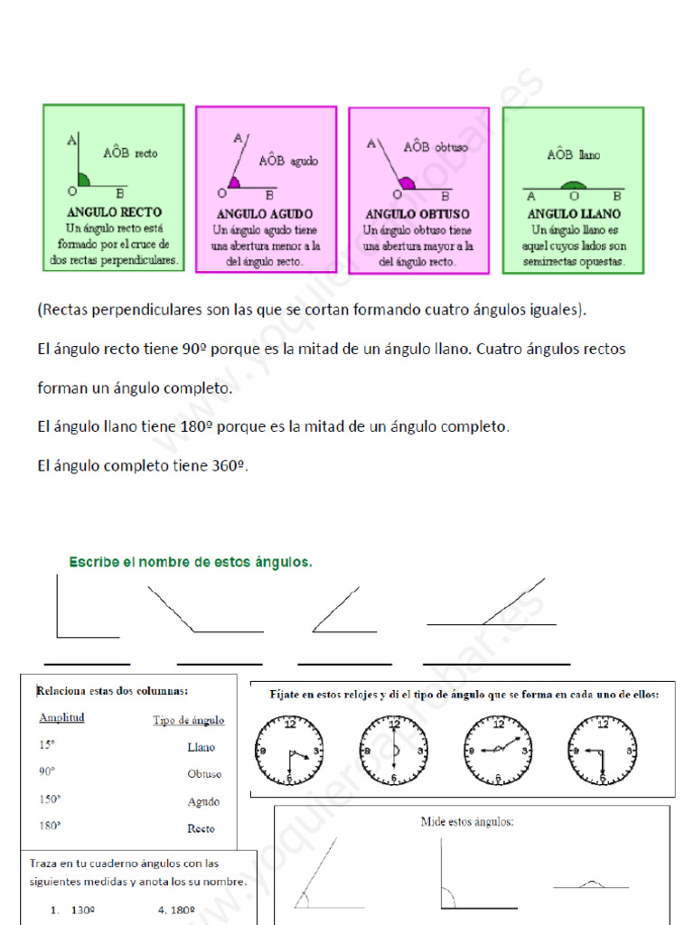 ángulos Quinto De Primaria Pdf