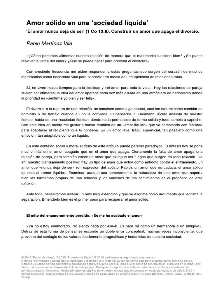 Amor Solido en Una Sociedad Liquida | PDF | Amor | Matrimonio