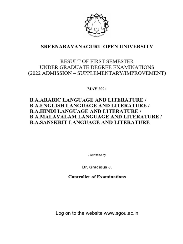 SGOU First Semester Results 2024 | PDF | Kerala