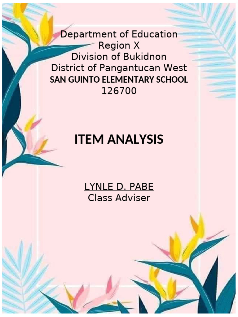 San Guinto Elem Item Analysis | PDF