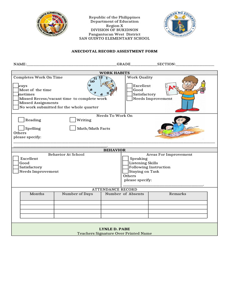 ANECDOTAL RECORD | PDF | Behavior Modification | Learning