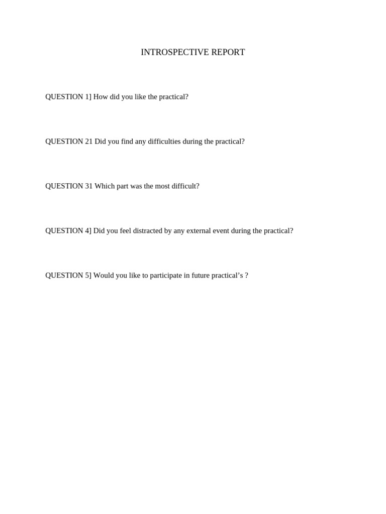 Practical Introspective Report | PDF | Career & Growth