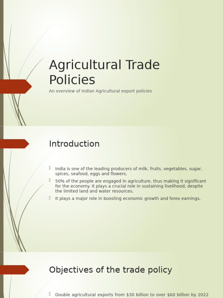 Agricultural Trade Policy | PDF | Exports | Agriculture