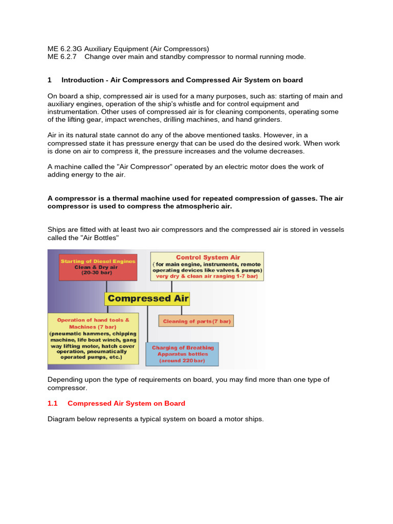 Air Compressors and Compressed Air System | PDF | Piston | Gases