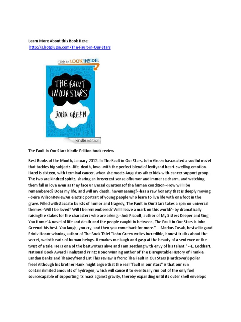 The Fault in Our Stars Kindle Edition Book Review | PDF | Books