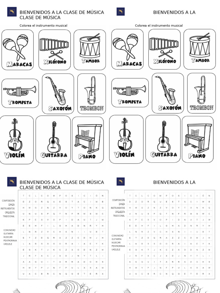Colorea el instrumento musical | PDF