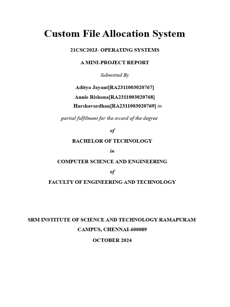 Custom File Allocation System | PDF | File System | Hard Disk Drive