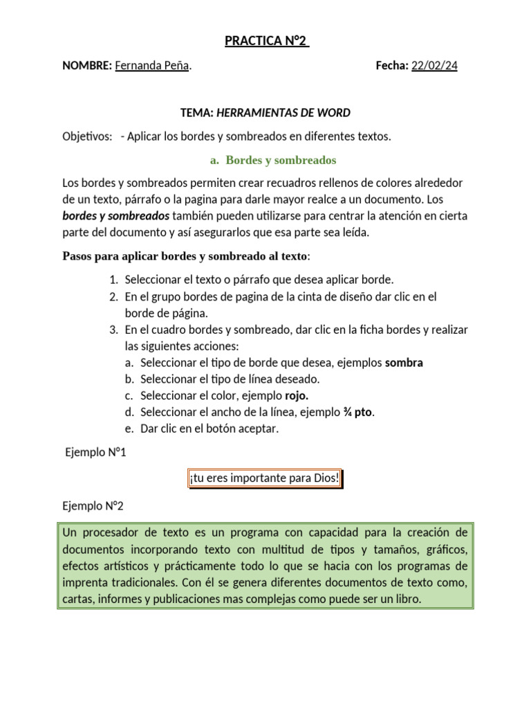 PRACTICA N°2 | PDF | Procesador de textos | Informática