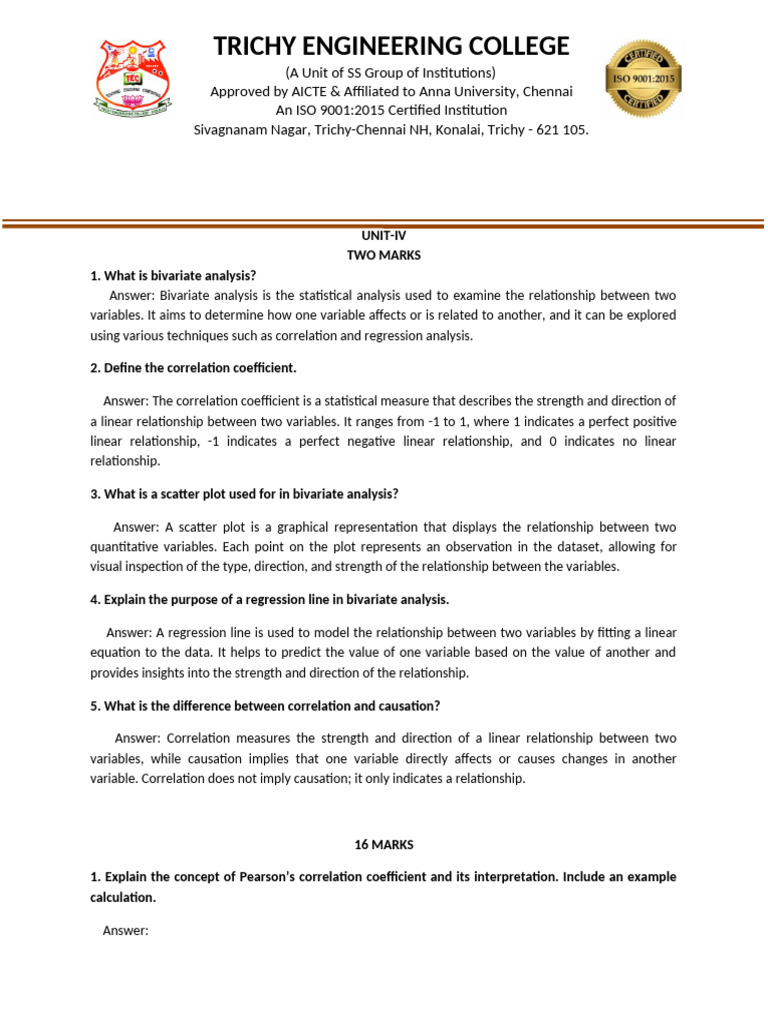 UNIT 4 | PDF | Errors And Residuals | Regression Analysis