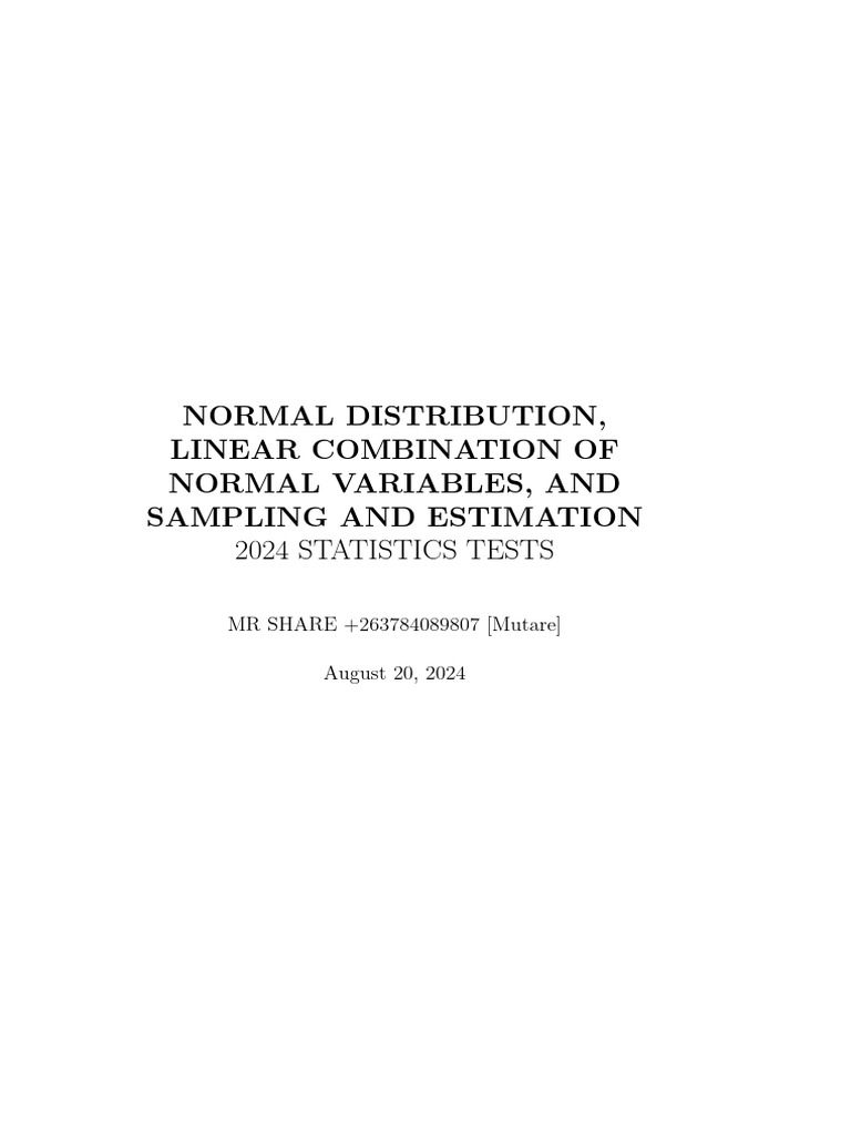 Normal Distribution, Sampling and Estimation and Linear Combination of Normal Variables | PDF ...