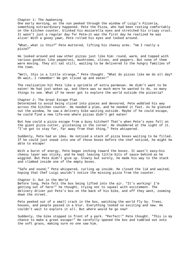 Pete the Pizza's First Slice | PDF | Pizza