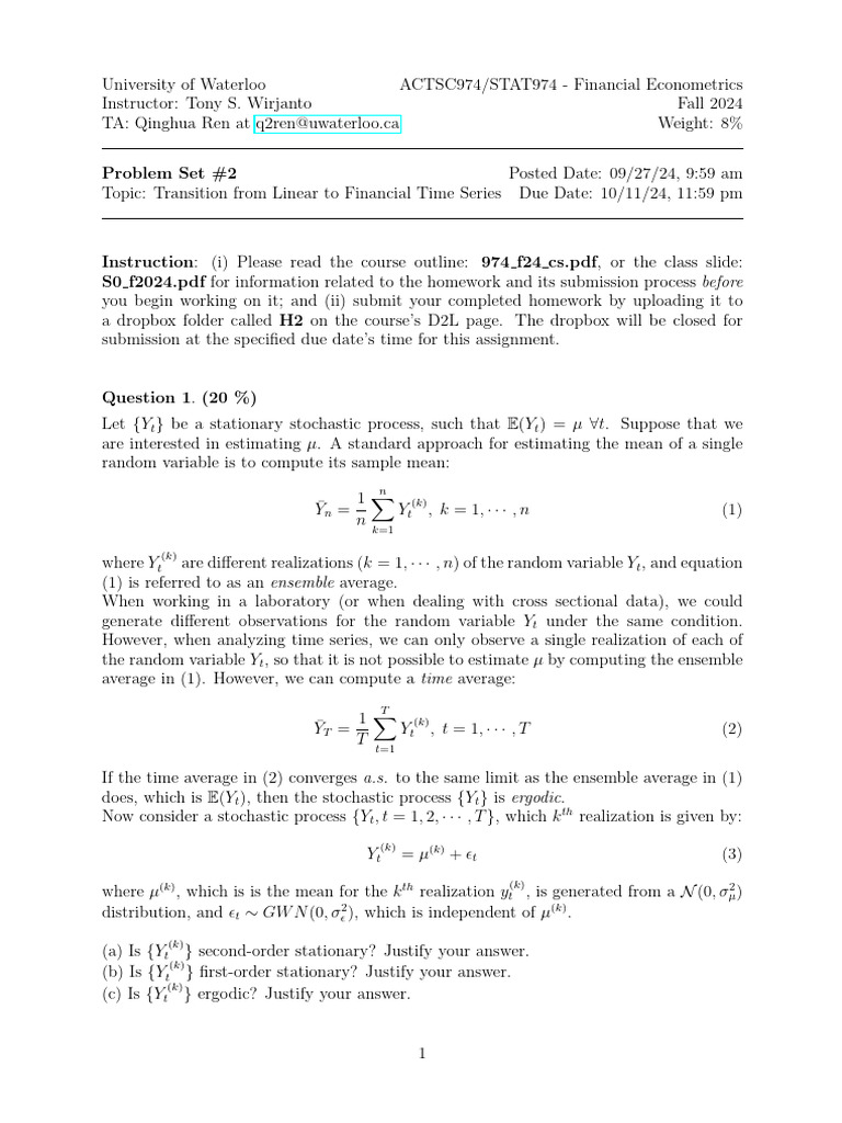 H2_f2024 | PDF | Time Series | Statistical Theory