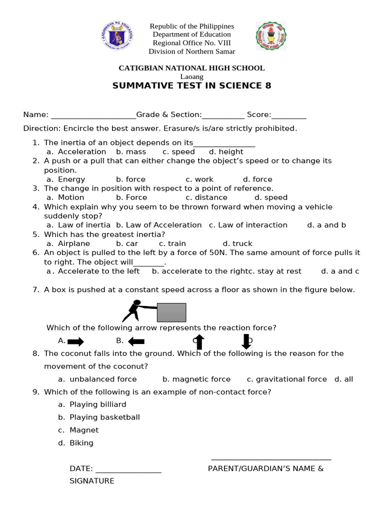 MIC -TP SCIENCE 8 Q1 | PDF | Force | Electric Current