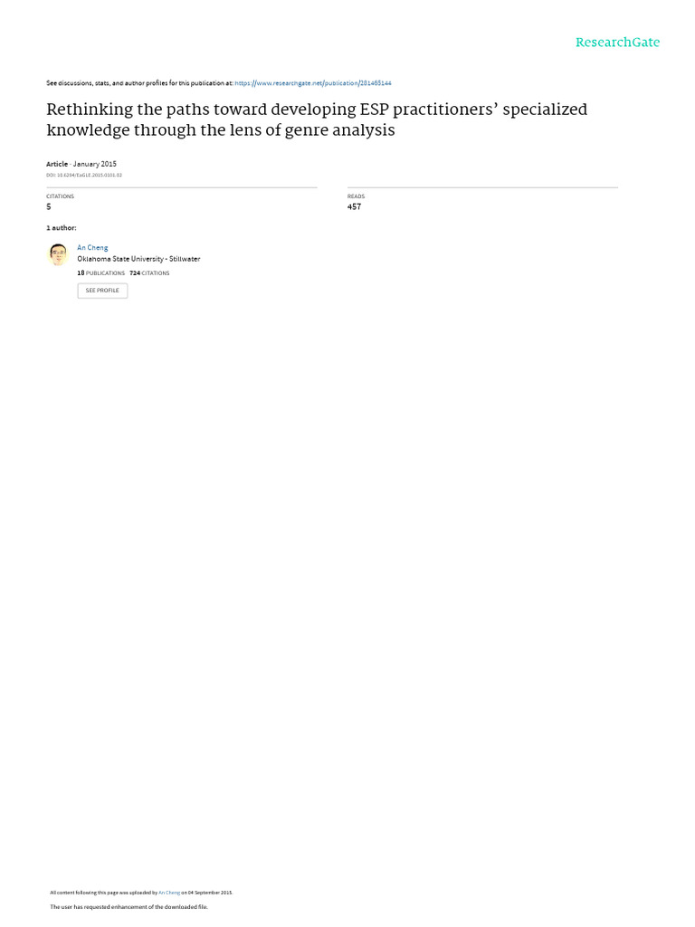 Rethinking The Paths Toward Developing ESP Practitioners' Specialized Knowledge Through The Lens ...