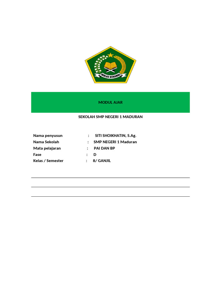 Format Modul Ajar Optional | PDF | Karier & Perkembangan