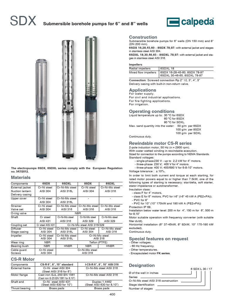 CALPEDA | PDF | Electrical Engineering | Electricity